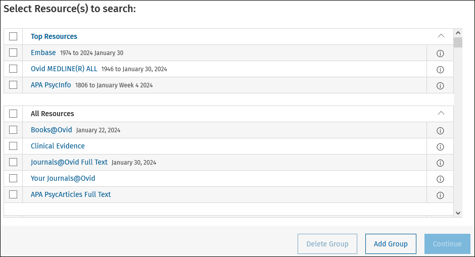 Where can I find all the Database Field Guides for Ovid?