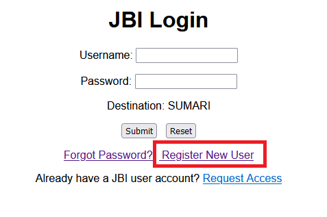 JBI tool login options