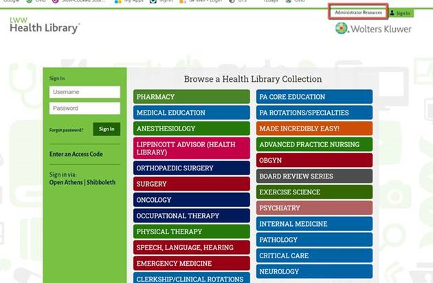 Health Library collection book title listings